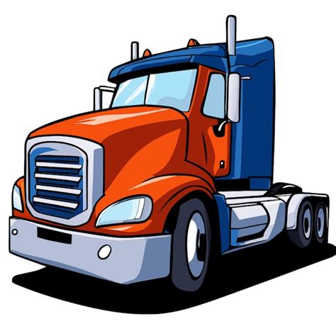 A Hand Drawing A Cartoonish Friendly Tractortrailer Cartoon