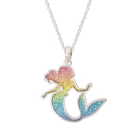 Disney The Little Mermaid Girls Silver Plated Glitter Ariel Pendant