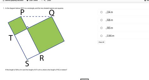 In The Diagram Below Rstu Is A Rectangle And The Two Shaded Regions Are