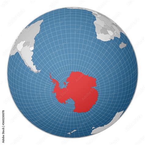 Globe Centered To Antarctica Country Highlighted With Green Color On