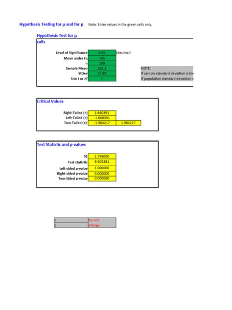 Week 5 Hypothesis Spreadsheet Calculator Download Free Pdf Data