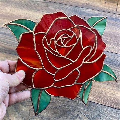 Stained Glass Art Rose High Quality Stained Glass Rose Red Rose