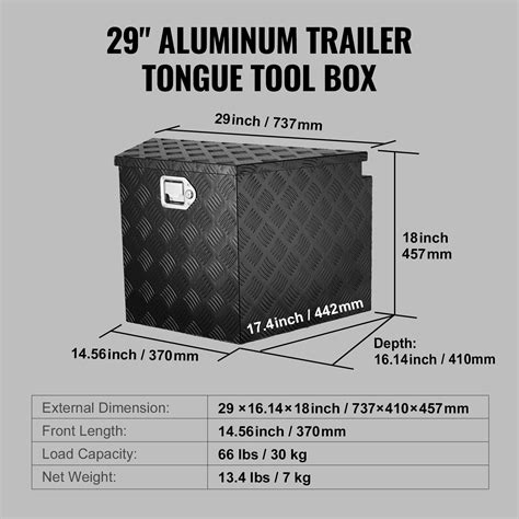 Vevor Trailer Tongue Box Aluminum Alloy Diamond Plate Tongue Box Tool
