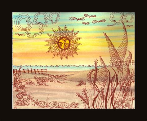 Items Similar To A Zentangle Beach At Sunset On Etsy