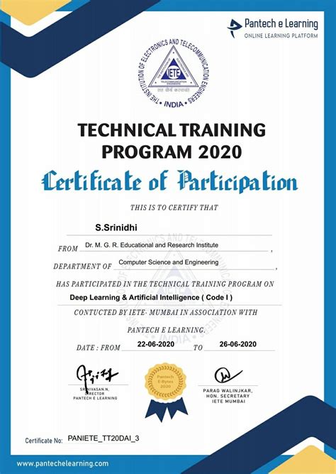 Srinidhi S On Linkedin Pantechelearning Techinal Training Program
