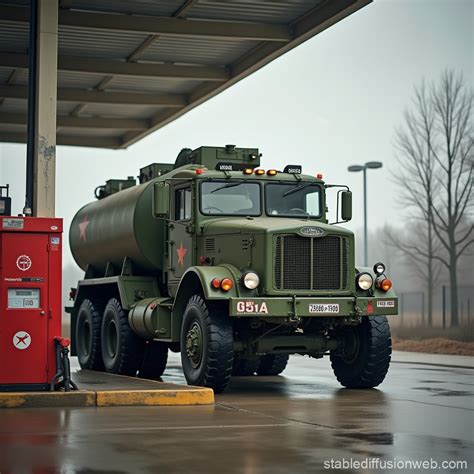 Fuel Equipment Refueling At An Army Gas Station Stable Diffusion Online