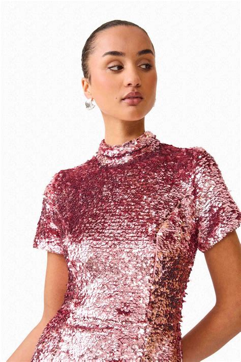 Alissa Sequin Midi Dress In Pink Cocktail And Formal Dress Elliatt