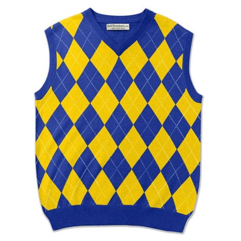 Mens Royalyellow Argyle Sweater Vest By Golf Knickers