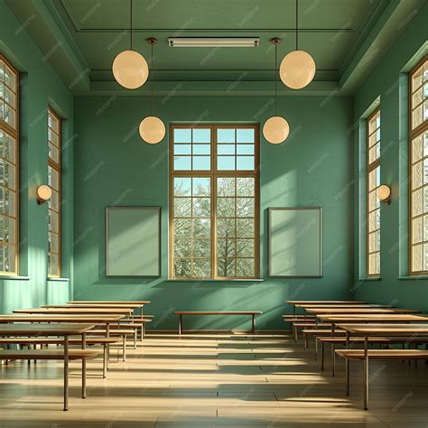 Premium Photo 3d Model Classroom Interior With Wooden Furniture