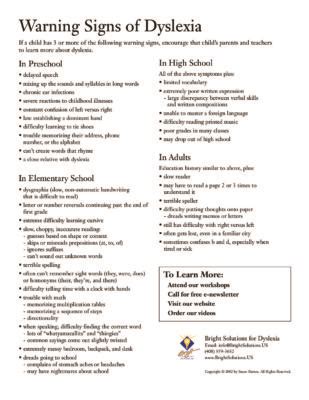 Early Warning Signs Of Dyslexia Decoding Dyslexia Nj