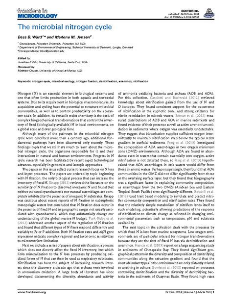 Microbial Nitrogen Cycle Insights Fmicb 05 00553 Editorial Review