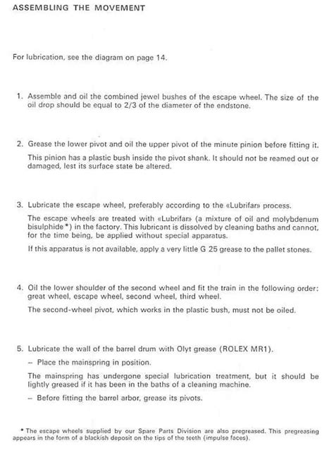 Rolex 3035 Tech Sheet Rwatchmaking