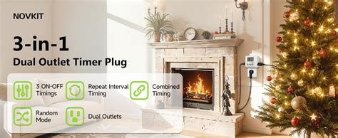 Novkit 3 In 1 Dual Outlet Timer Plug With Interval Cycle For Indoor 7