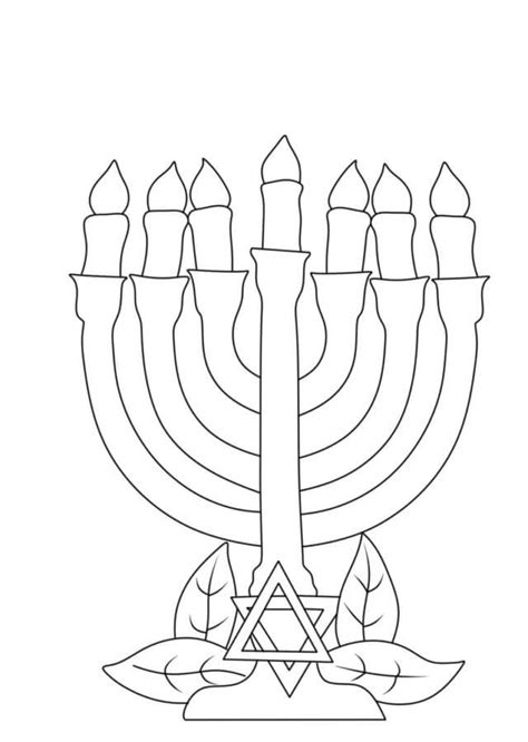 Vela Con Hojas En Hanukkah Para Colorear Imprimir E Dibujar Coloringlib