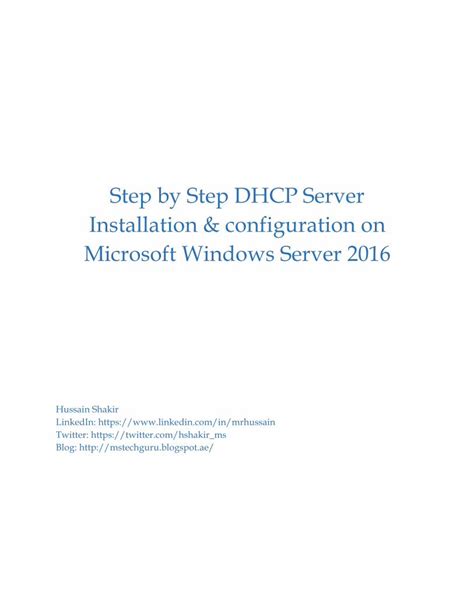 pdf step by step dhcp server installation and configuration on
