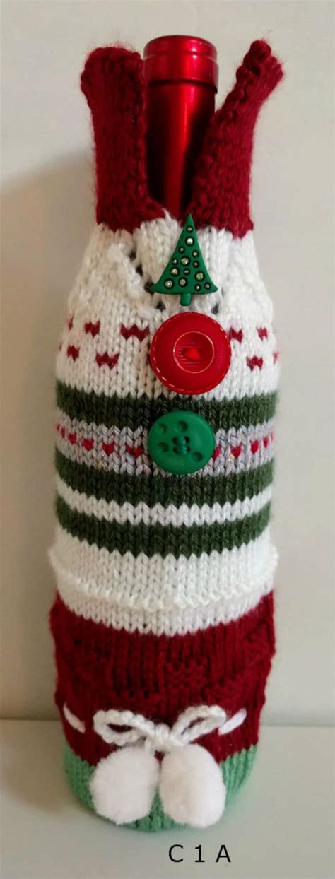 Christmas 2 Wine Bottle Cozy Knit Wine Bottle Sweater Hostess T
