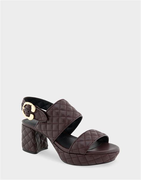 Camera Deep Aubergine Quilted Leather Platform Sandal Aerosoles