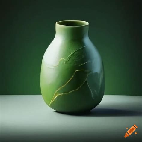 Pot Showcasing Kintsugi Art In A Green Environment On Craiyon