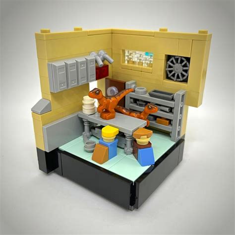 Lego Jurassic Park Habitat Raptors In Kitchen Scene