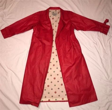 Vintage London Fog Candy Apple Red Trench Coat Size 8 Gem