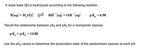 Solved A Weak Base B Has A Pkb Value Of 690 A At