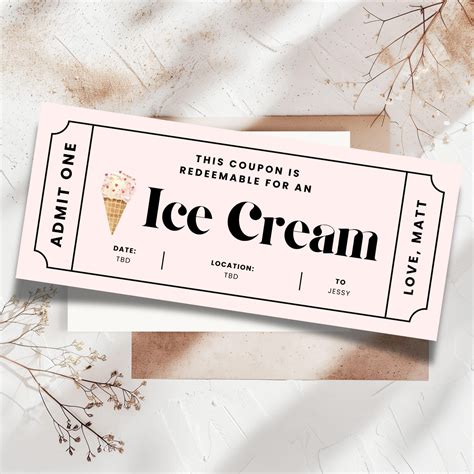 Ice Cream Coupons Ice Cream Party Printable Vouchers Ice Cream