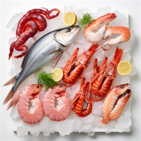Premium Photo Assorted Fresh Seafood On Ice