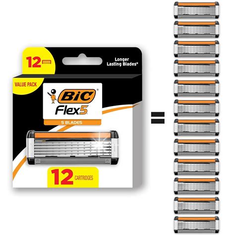 Bic Flex 5 Refillable Razors For Men Long Lasting 5 Blade Razors For A
