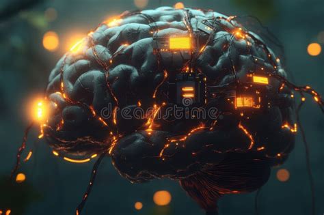 Futuristic Artificial Intelligence Brain with Glowing Neural Circuits Stock Photo - Image of ...