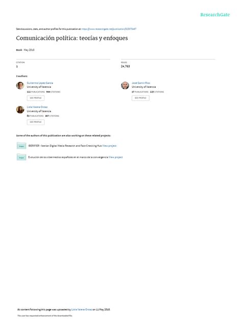 Comunicación Política Teorías Y Enfoques Guillermo López García José