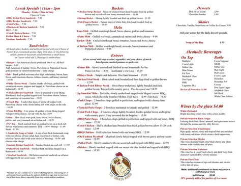 Menu At The Chicken Ranch Restaurant Surprise