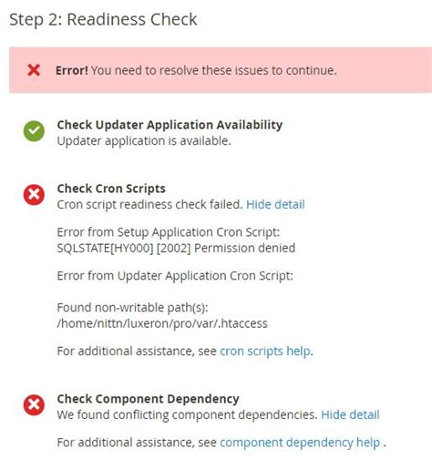 Magento2 Upgrade Readiness Check Error Check Cron And Check Component