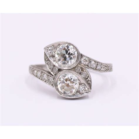 At Auction Jewelry Art Deco Platinum And Diamond Bypass Ring