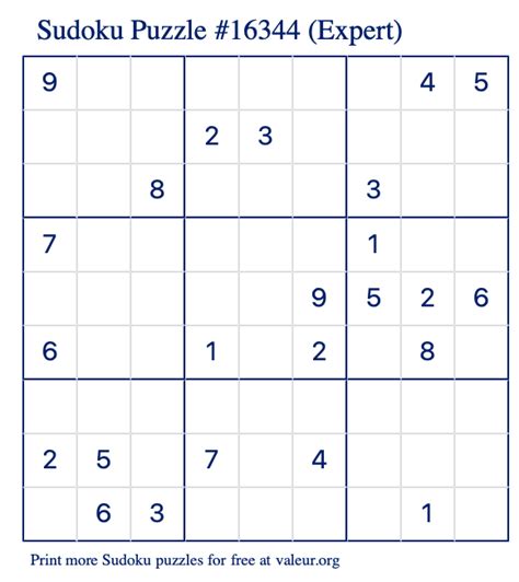 Free Printable Expert Sudoku With The Answer 16344