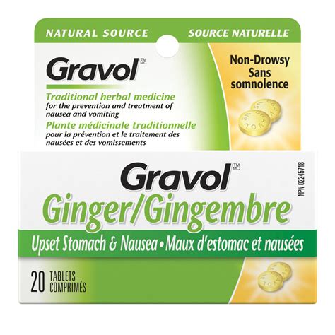 Buy Gravol Ginger Nausea And Upset Stomach Relief Tablets 20 Count