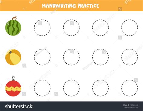 Tracing Contours Cute Circle Objects Handwriting Stock Vector Royalty