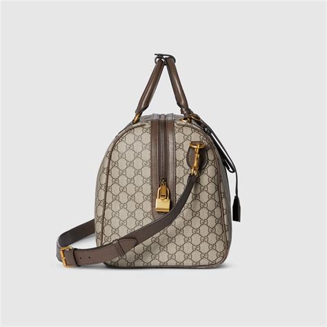 Gucci Savoy Medium Duffle Bag In Beige And Dark Brown Fabric Gucci® Us