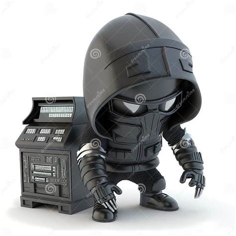 Tiny Hacker Bank Robbery Character Generative Ai Stock Illustration