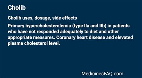 Cholib Uses Dosage Side Effects Food Interaction And Faq
