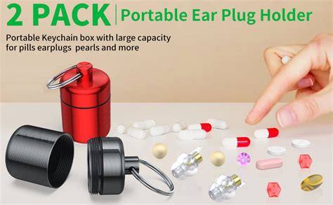 Ear Plug Carrying Case Keychain 2 Pack Small Waterproof