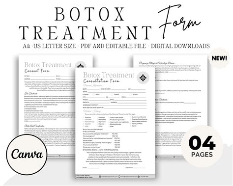 Professional Botox Treatment Form Botox Consent Form Esthetician