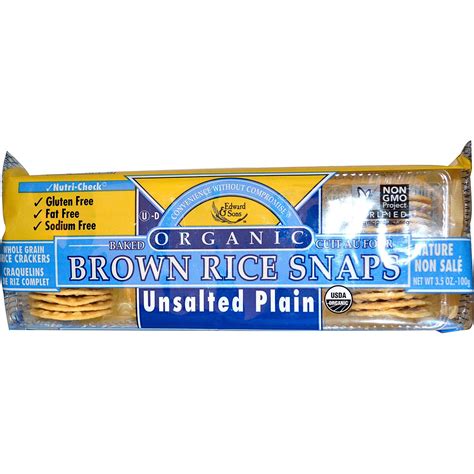 Edward And Sons Organic Brown Rice Snaps Unsalted Plain 35 Oz 100 G