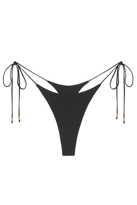 Malibu Black String Bikini Bottom In Luxury Lycra Perilla Intimates