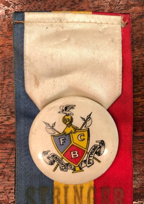Vintage Fraternal Order Of Knights Of Pythias Ribbon And Button Kansas