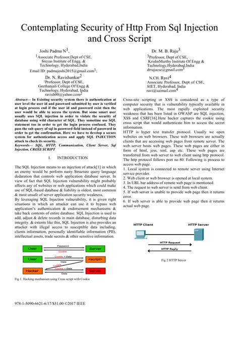 Pdf Contemplating Security Of From Sql Injection And Cross Script