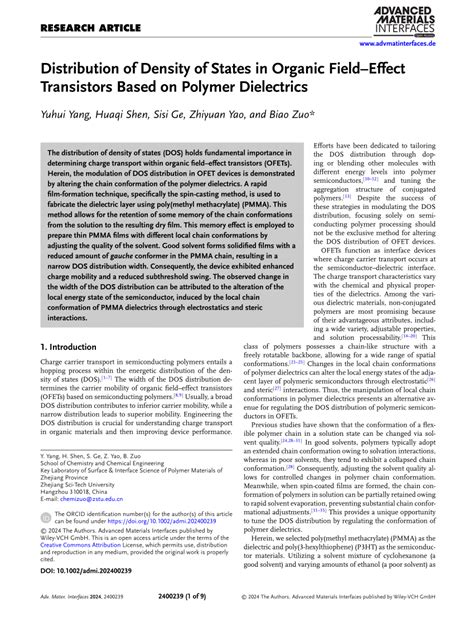 Pdf Distribution Of Density Of States In Organic Fieldeffect