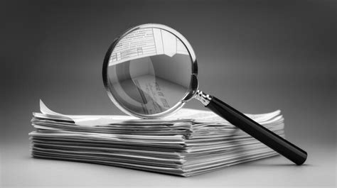 Magnifying Glass Over Documents Stack Premium Ai Generated Image