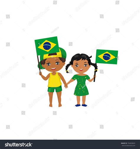 Menina Segurando A Bandeira Do Brasil Mais De 75 Vetores E Artes