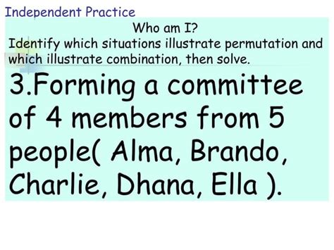 Permutations Vs Combinations For Level 1o Ppt