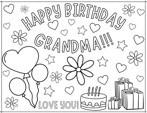 Coloring Page Happy Birthday Grandma
